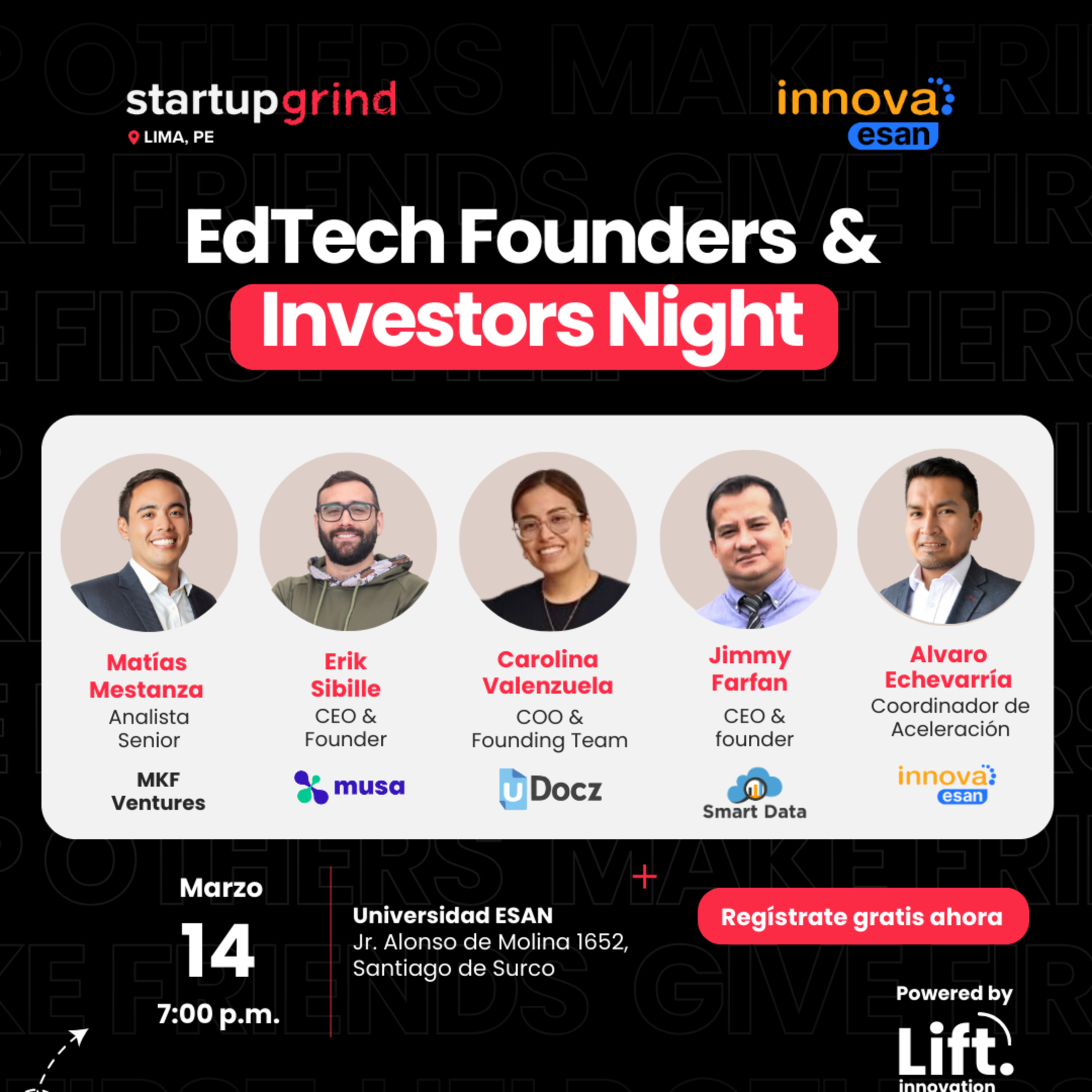 See EdTech Founders & Investors Night at Startup Grind Lima